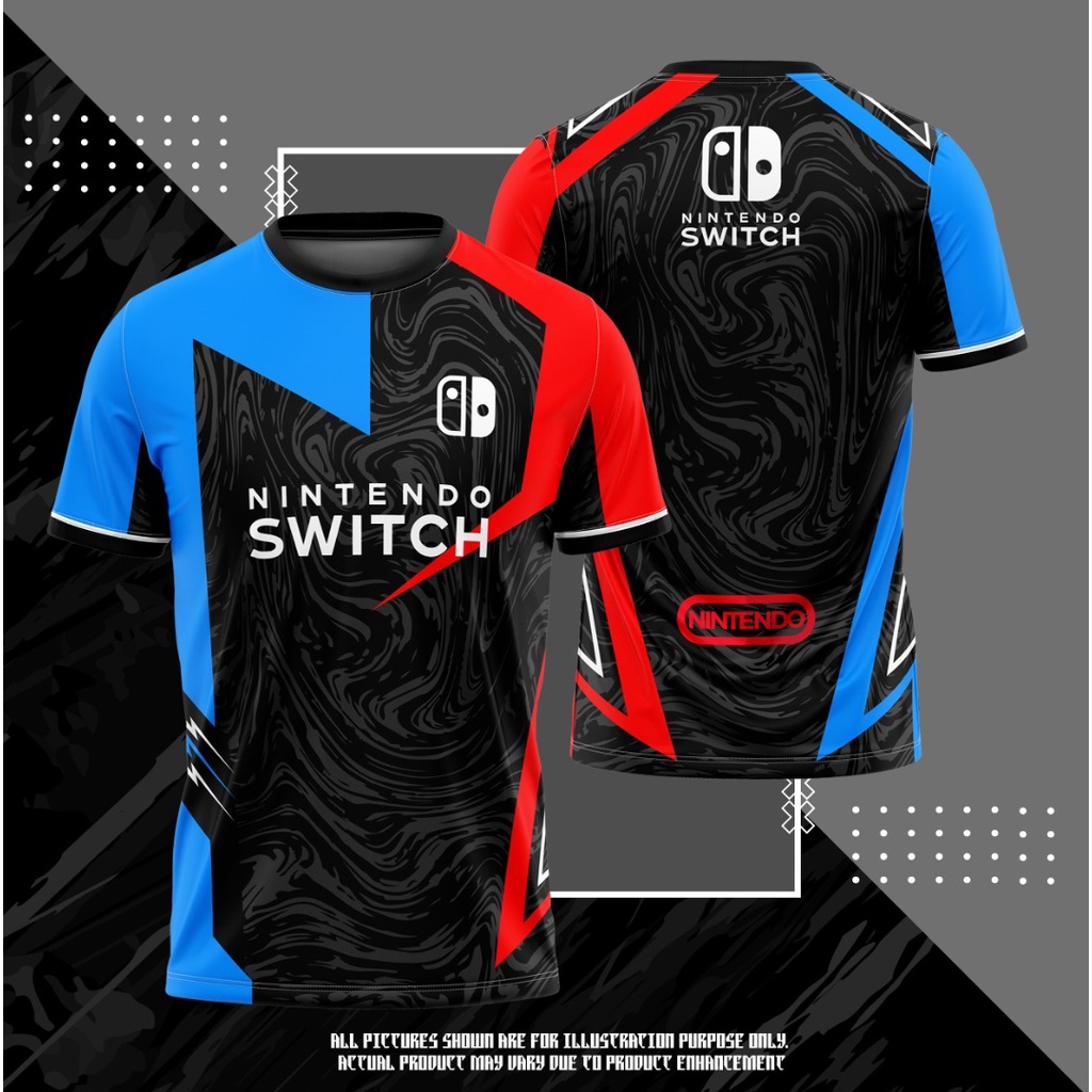 Nintendo Switch Neon Red Blue Sublimation Tshirt | Baju Nintendo Switch ...