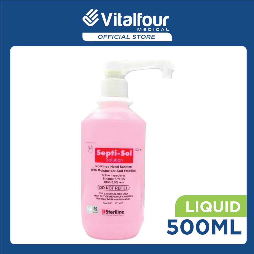 Steriline Hospital Grade Septi-Sol Hand Sanitizer Water-Based (500ml ...