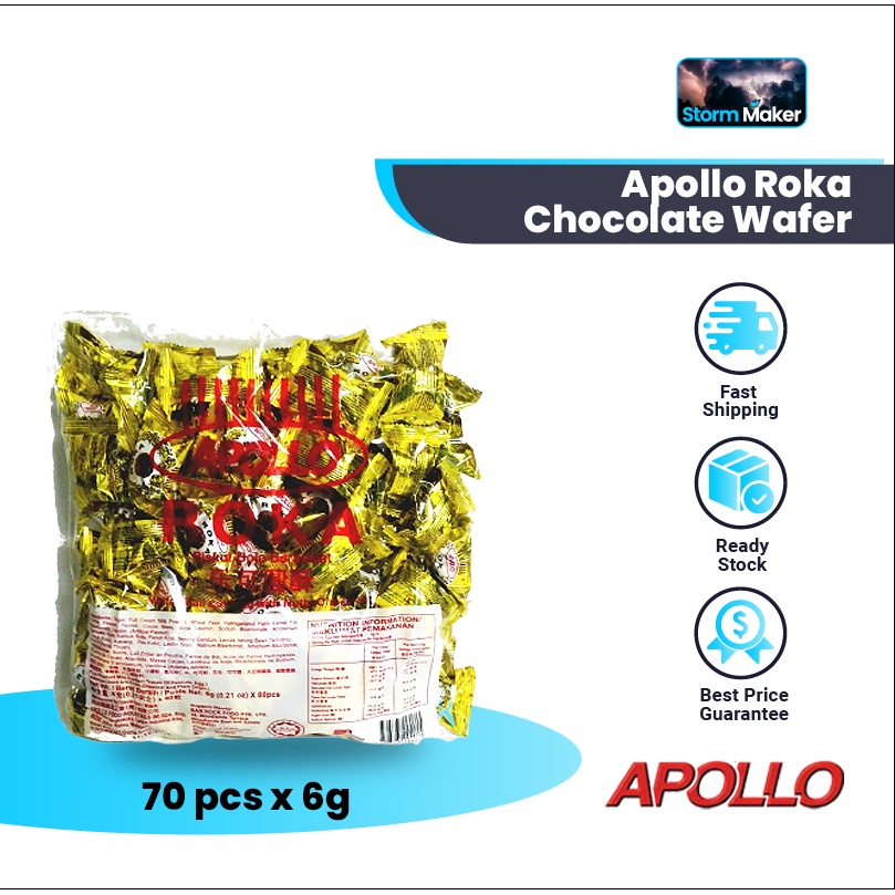 NEW SIZE !!! Apollo Roka Chocolate Wafer 1070P (70pcs x 6g) Biskut ...