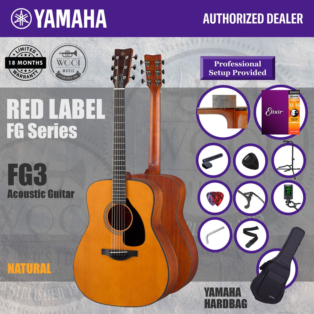 Yamaha Red Label FG3 Full Solid Dreadnought Acoustic Guitar with ...