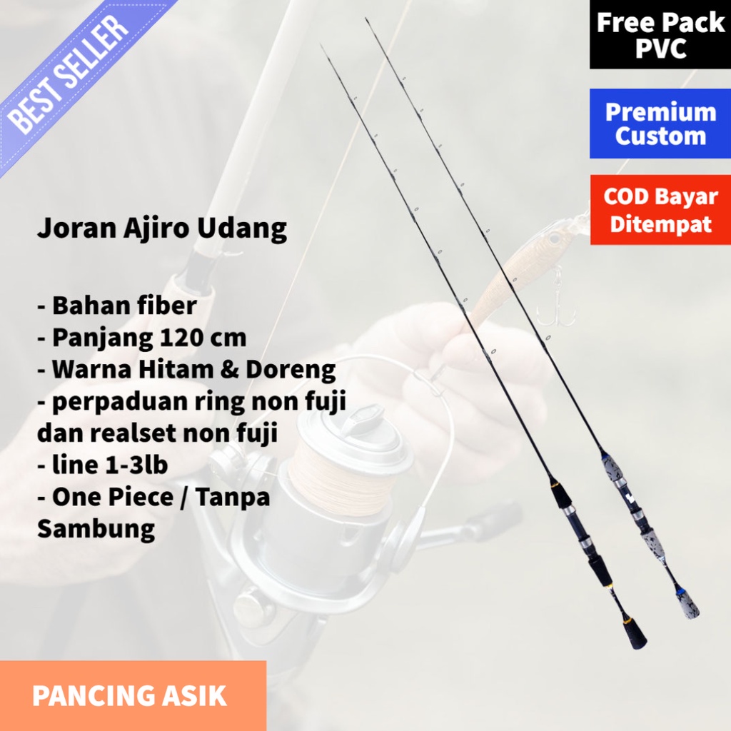 UL Shrimp Fishing Rod 1-3lb 120cm One Piece Solid Fiber - Flexible ...