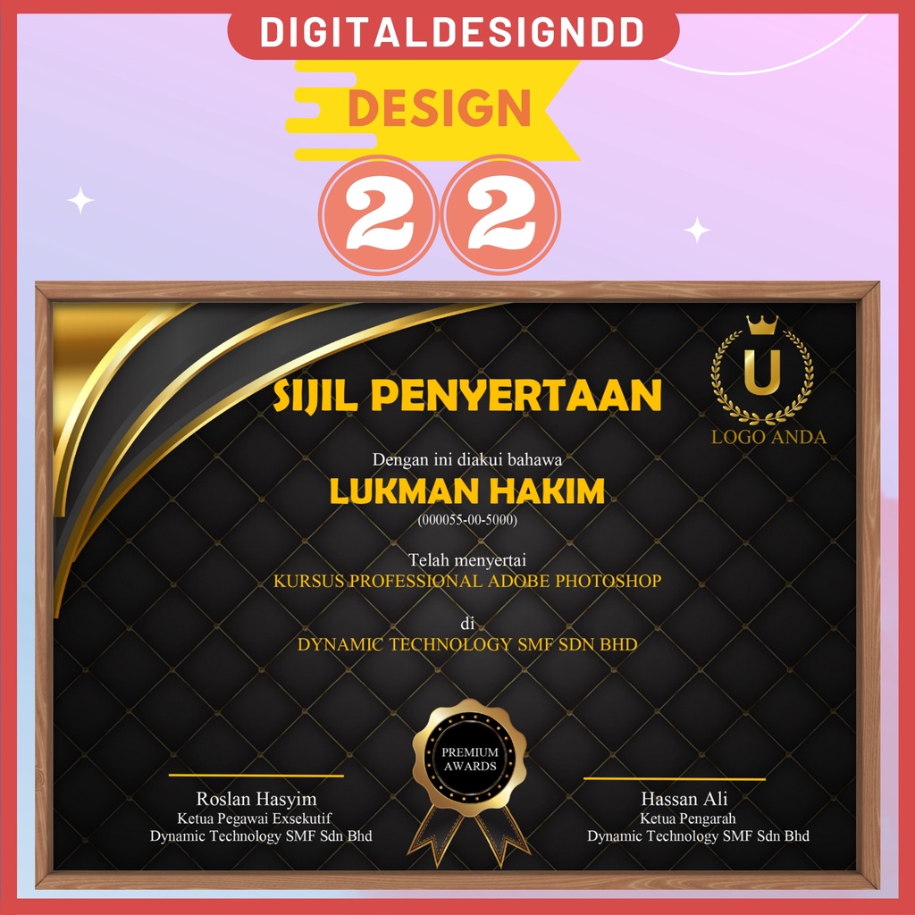 Sijil digital 48 template digital certificate pelbagai pilihan edit ...