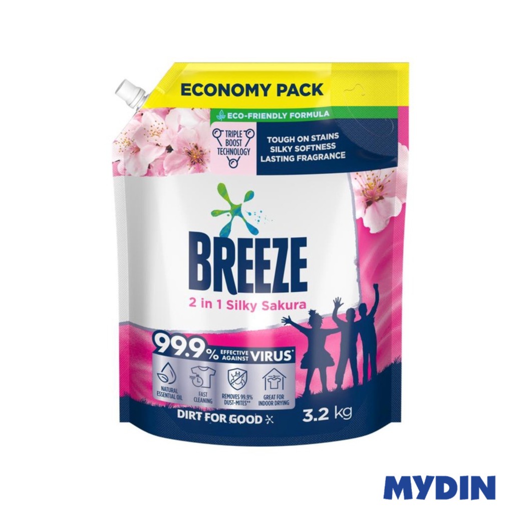 Breeze Detergent 2 in 1 Silky Sakura Liquid Refill (3.2kg) | Shopee Malaysia