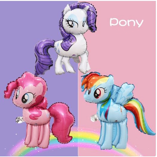 Little Pony Foil Balloons Pink Horse Kids Girl Latex Ballon Happy ...