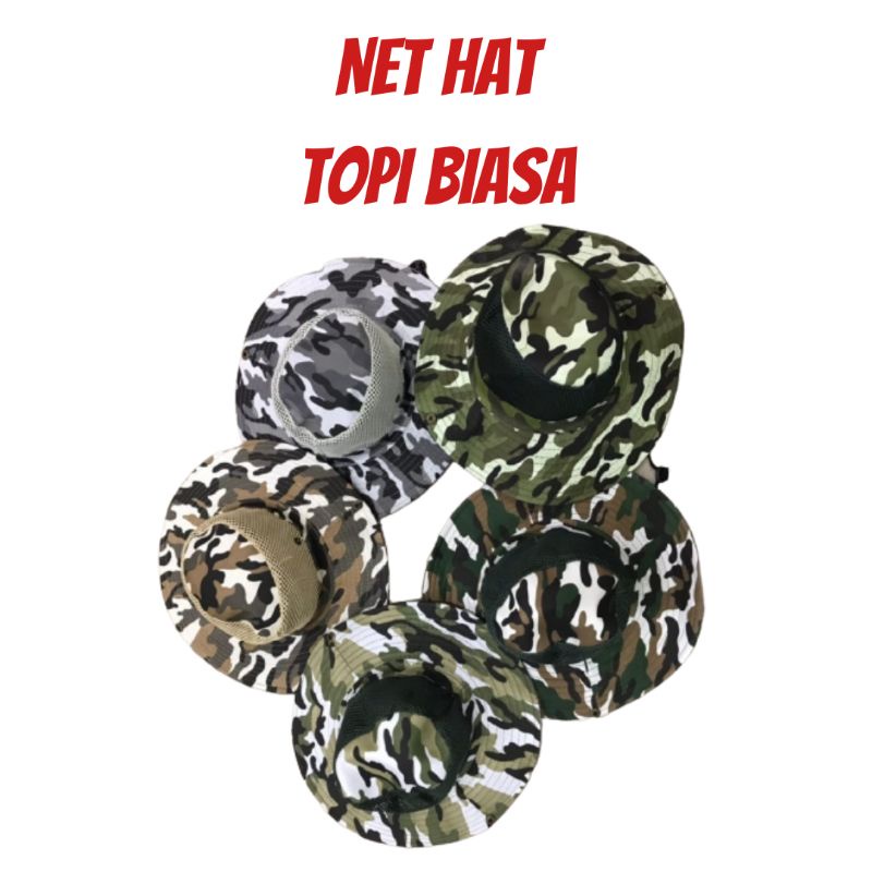 Topi Biasa Topi Askar / NET HAT / BOONIE BUCKET HAT CAP | Shopee Malaysia