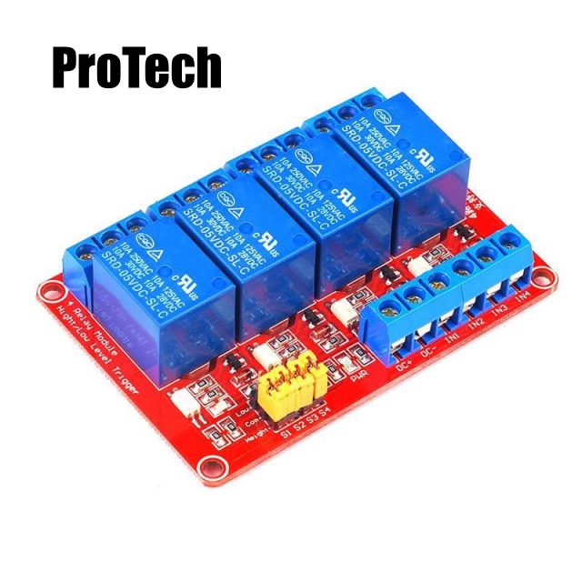 4-channel relay Module 5V/ 12V DC high level trigger V1 (red) | Shopee ...
