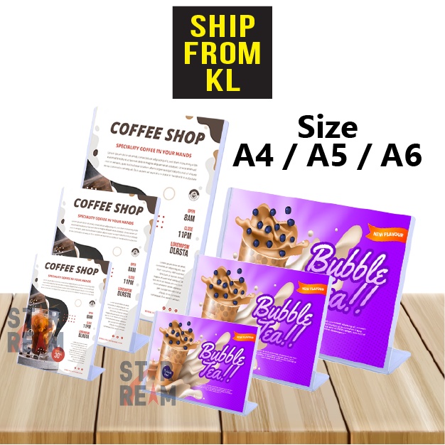 🔥Ready Stock KL 🔥A4/A5/A6 Clear Blue L Stand Acrylic Plastic L Shape ...