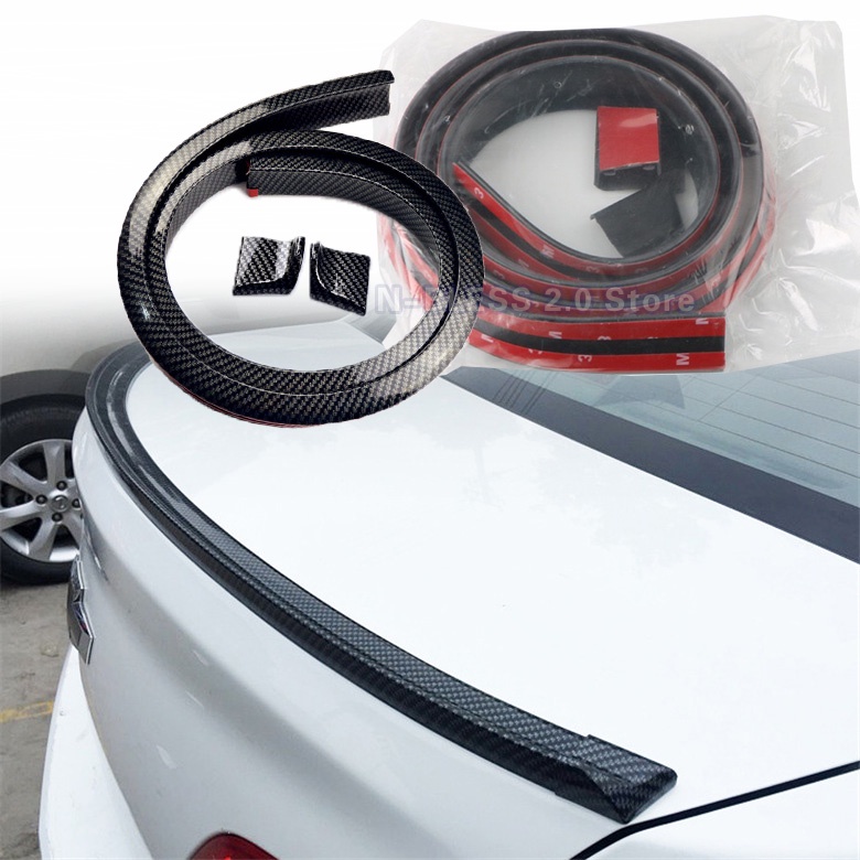 Universal Black Carbon Fiber Car Spoiler Rear Spoiler Wing Rubber Lip ...