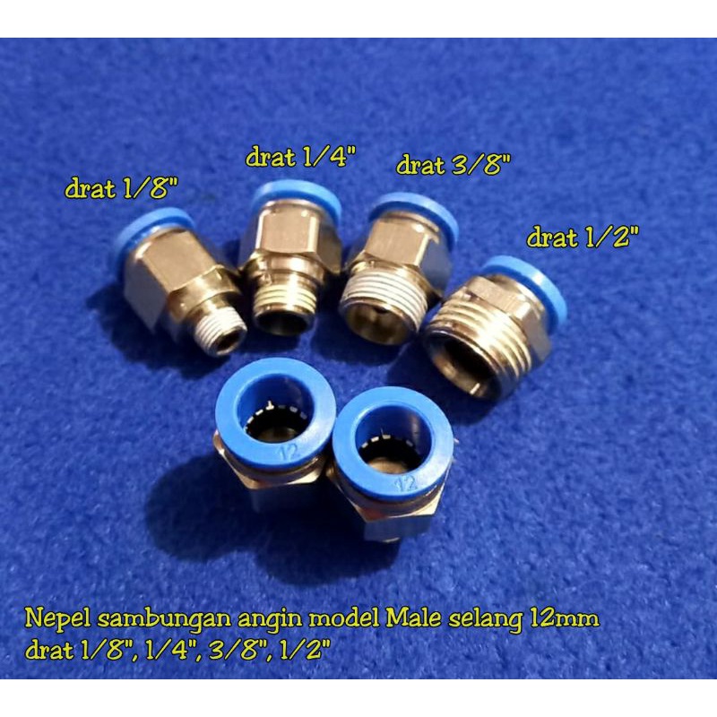 Pneumatic fittings / 12mm air hose connection, Male model, Straight ...