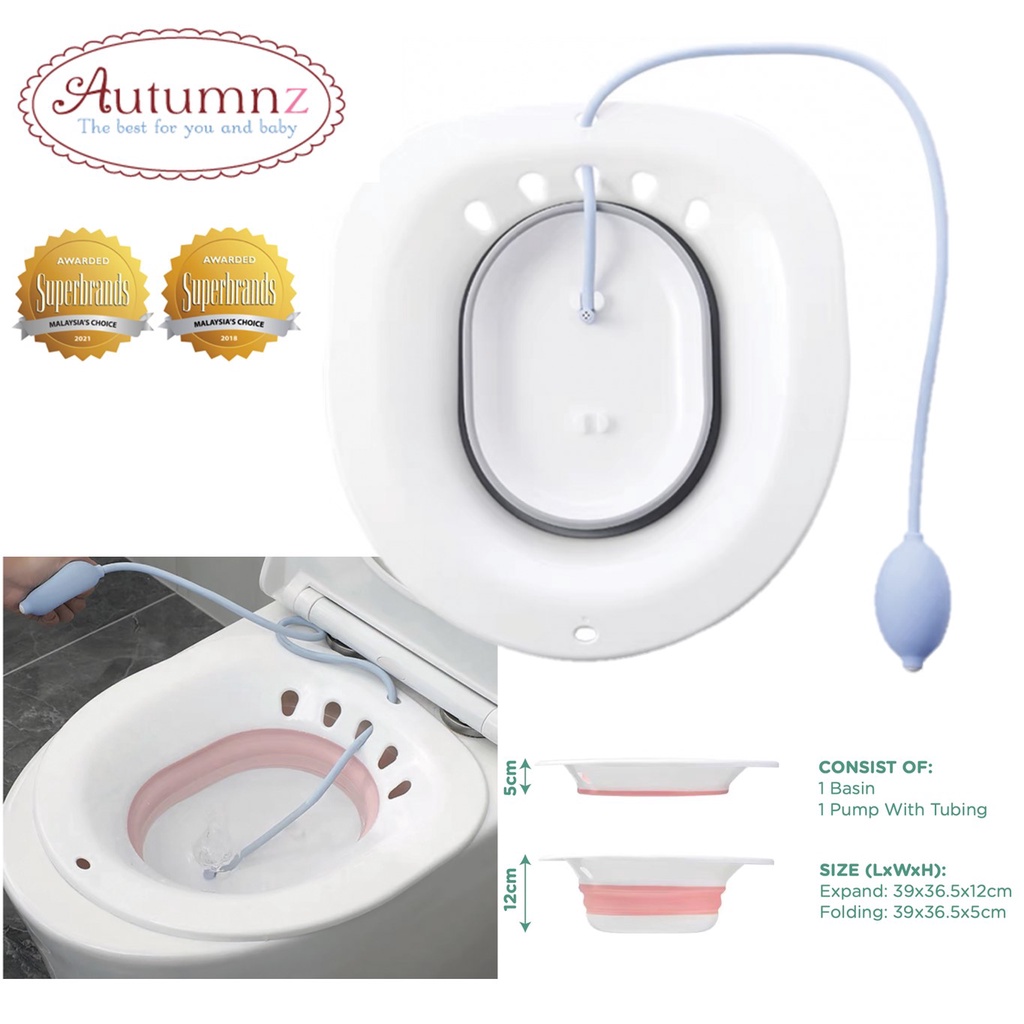 Autumnz Foldable & Portable Sitz Bath Basin Toilet Seat With Pump ...