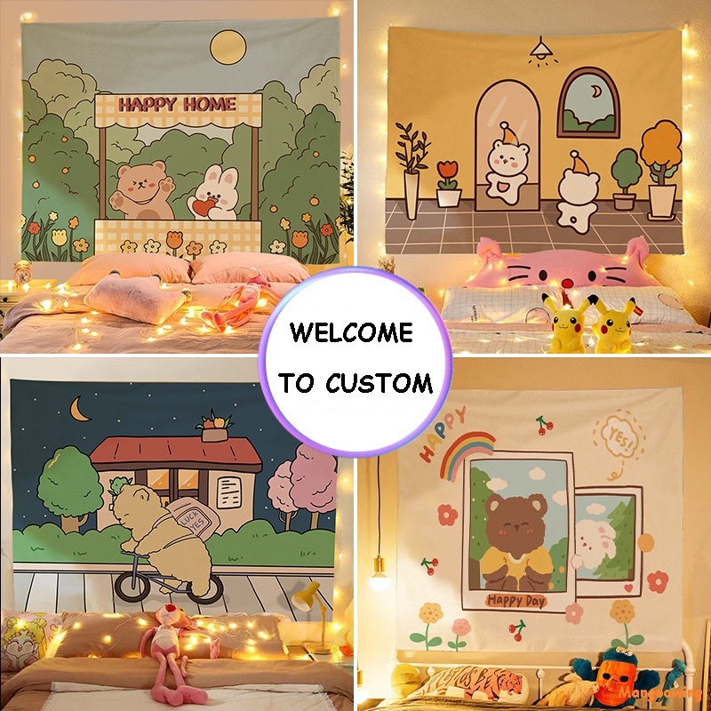 Custom Tapestry Cartoon Animal Background Cloth Thicken Wall Cloth ...