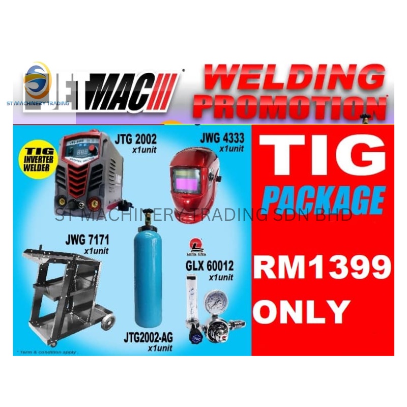 JETMAC JTG2002 TIG MMA 2 IN 1 INVERTER WELDER SUPER VALUE PACKAGE ...