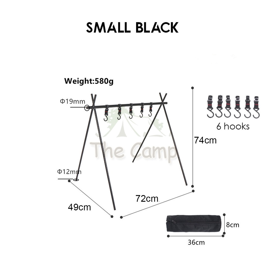 Outdoor Triangle Hanging Rack Aluminum Mesh Camping Hanger Cookware Tripod Shelf Stand Tableware