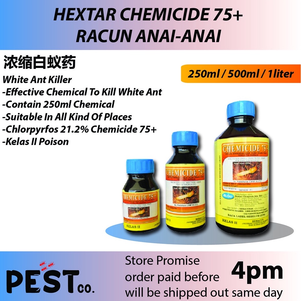HEXTAR Chemicide 75+ (250ml, 500ml & 1Liter) Termite Ant Killer Poison Pest Control Ubat Racun ...
