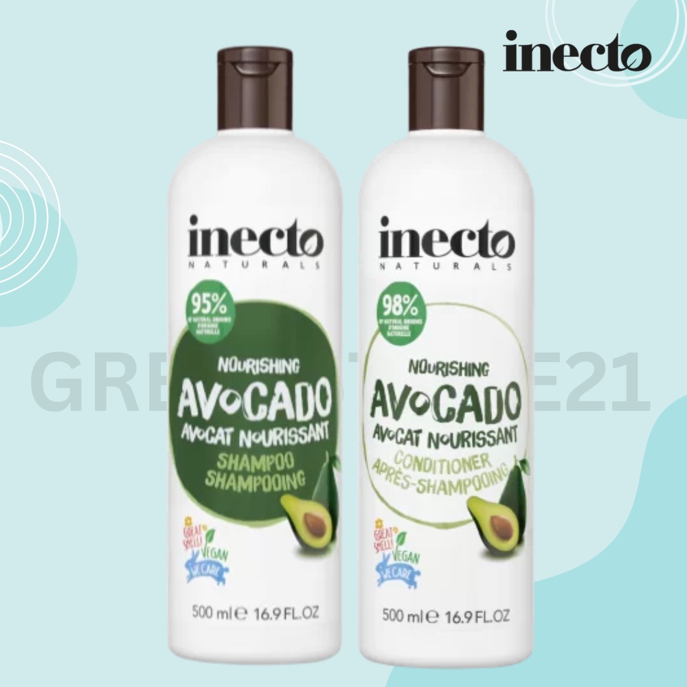 INECTO Avocado Shampoo & Conditioner Set 500ml Revitalize Damaged Hair ...