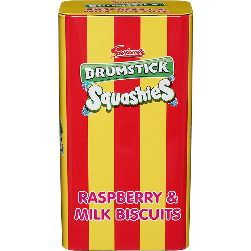 Swizzels Raspberry & Milk Squashies Flavour Biscuits Tin. 130g/ Tube ...
