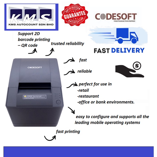 Codesoft code soft TP-3260VL thermal receipt printer (USB + RS232 + LAN ...