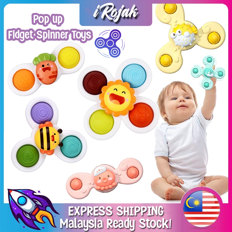 [iRojak] Suction Pop up Fidget Spinner Toys Suction Cup Spinning Top ...
