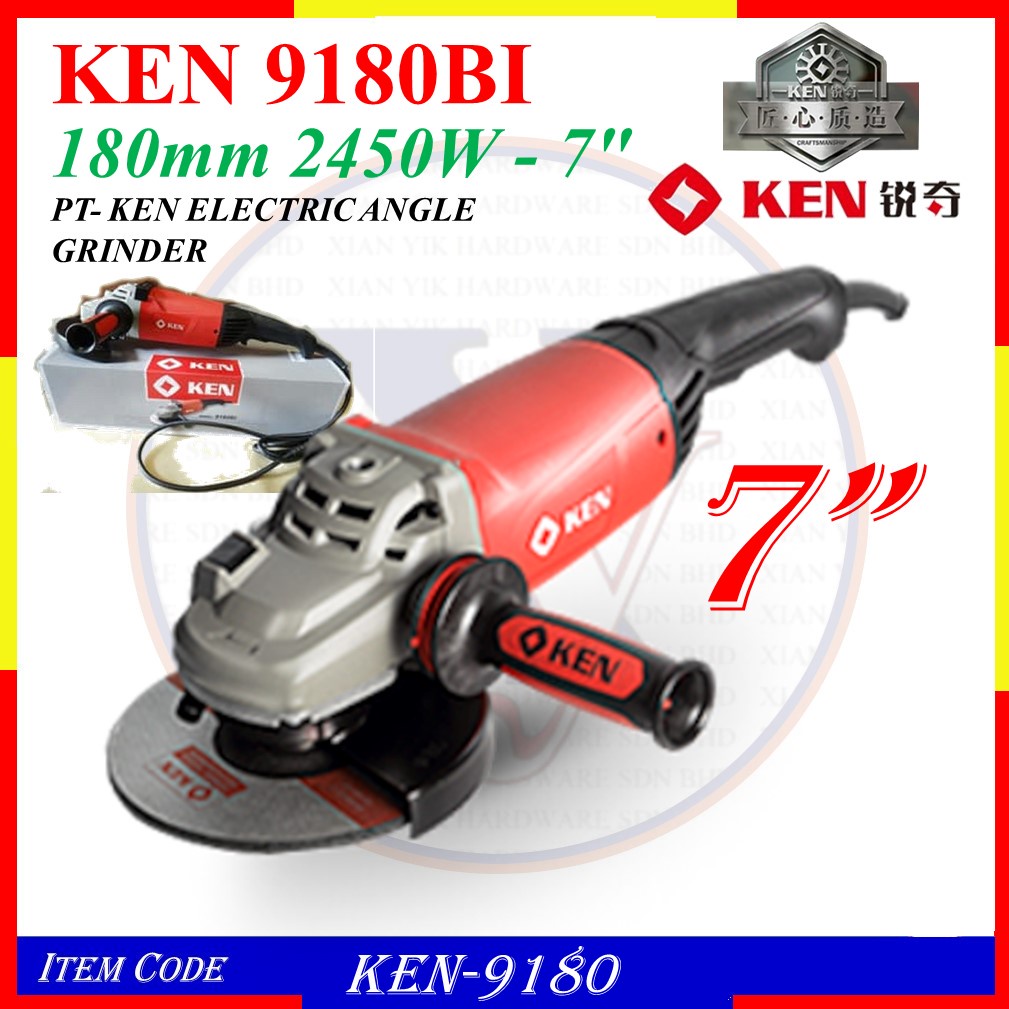 KEN-9180 | KEN 9180BI 7" ANGLE GRINDER 180mm 2450W | KEN 9180 | KEN ...
