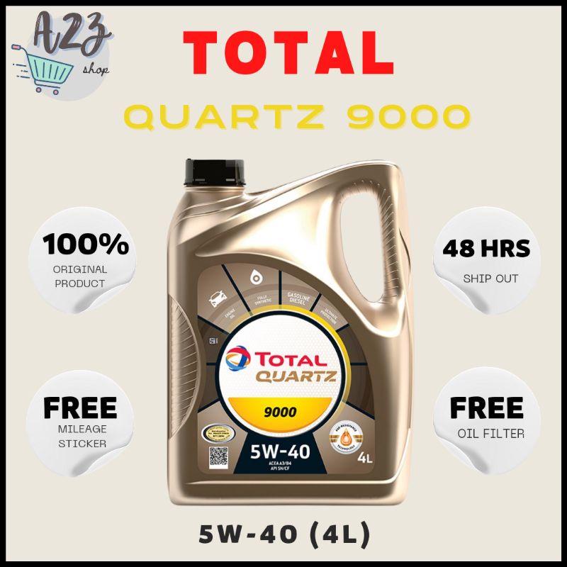 5W40 Total Quartz 9000 GF6 Fully Synthetic Engine Oil (4L) | Shopee ...