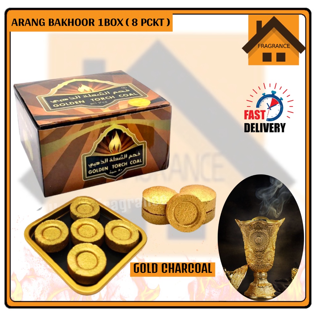 GOLD ARANAG BAKHOOR Charcoal for Bakhoor original one box 8 packs (1 ...