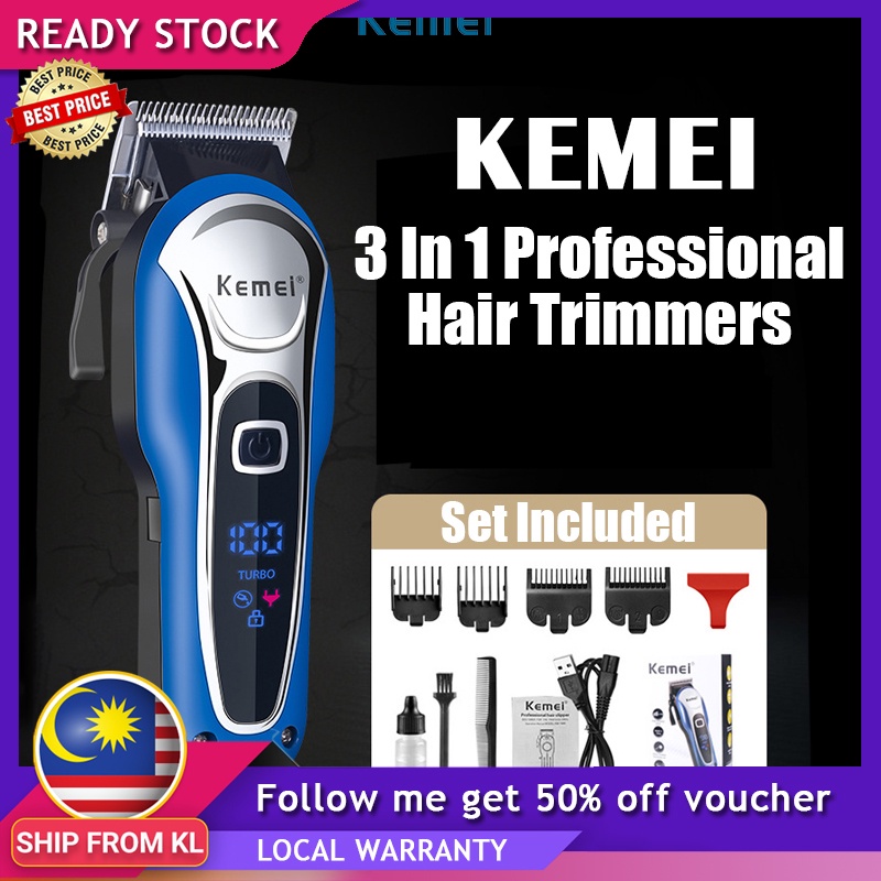Kemei Hair Clipper Professional LCD Monitor Hair Trimmer Men Beard ...