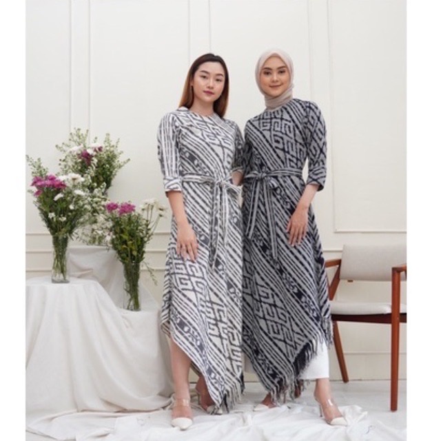Gamis Taper Woven Ikat Batik Troso Ethnic Dress Muslim Maxi Modern ...