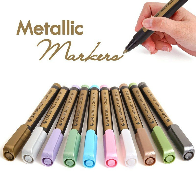 STA 2.0mm Premium Metallic Markers Pens (10 colors ) | Shopee Malaysia