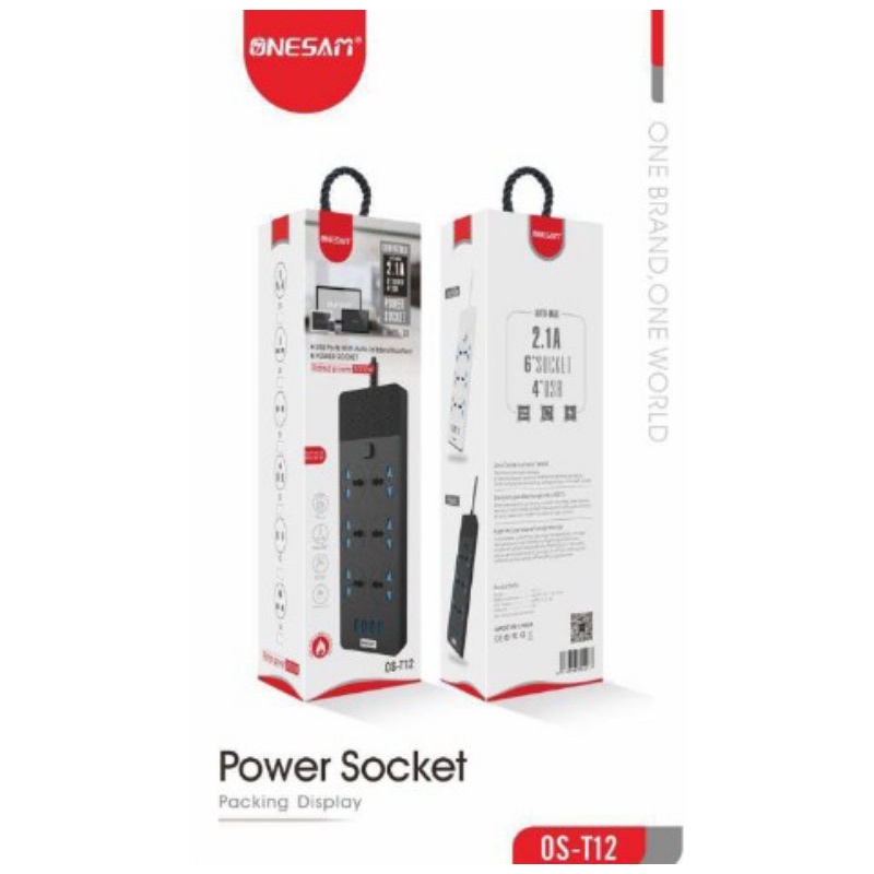 ORIGINAL OS T12 ONESAM POWER SOCKET 4 USB + 6 SOCKET_FAST SHIP | Shopee ...