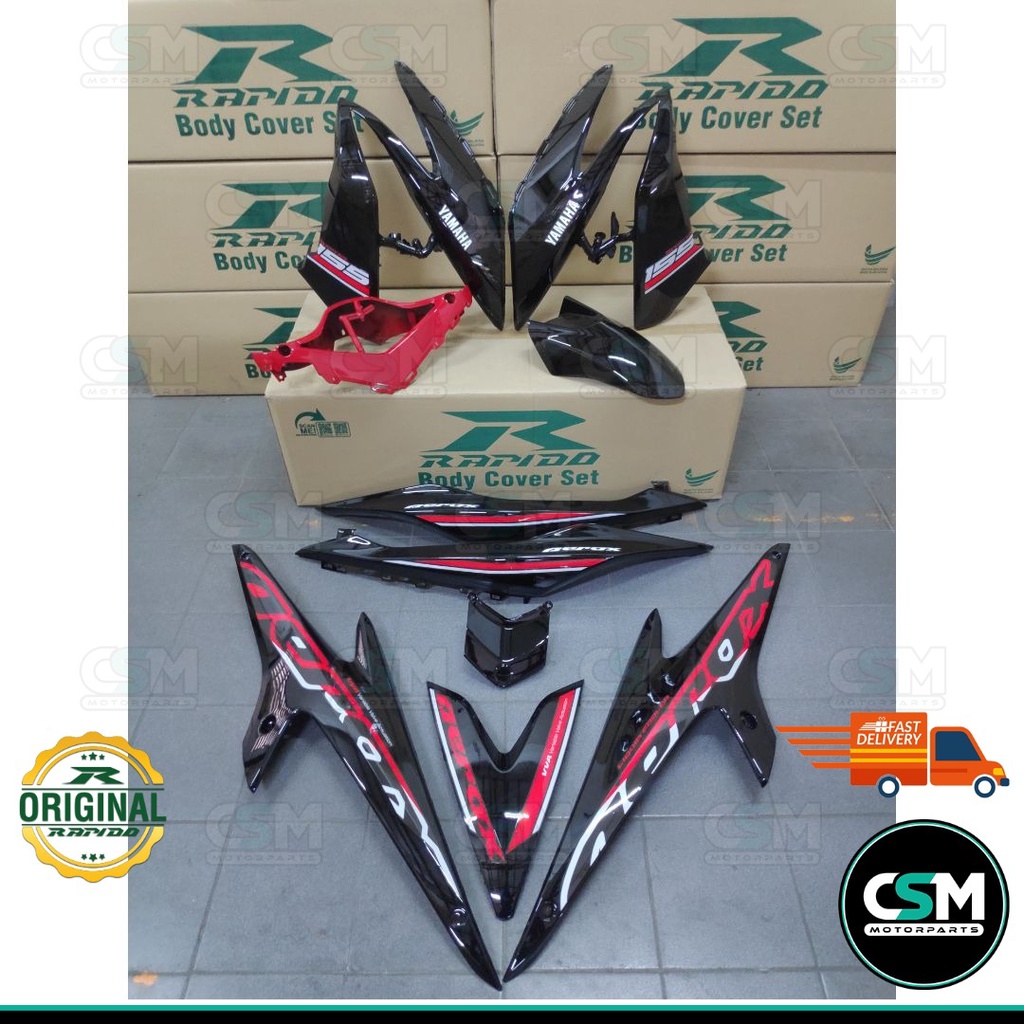 [READY STOCK] Coverset Bodyset NVX V1 AEROX 155 BLACK HITAM RED MERAH ...