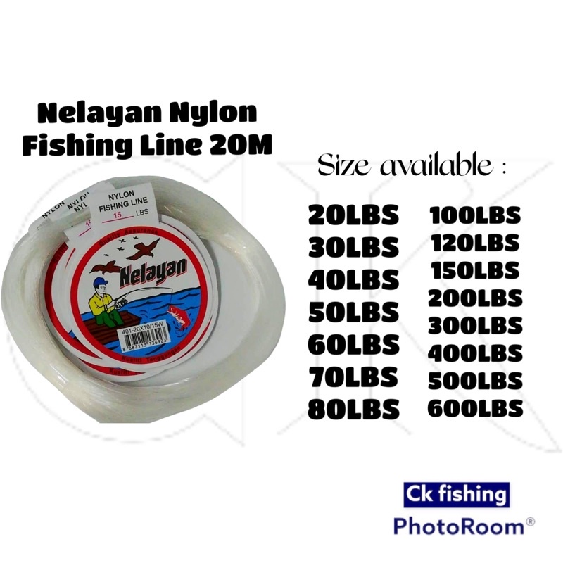 Nelayan Nylon Fishing Line / Size 20Lbs to 600Lbs 20m Leader Bottom ...