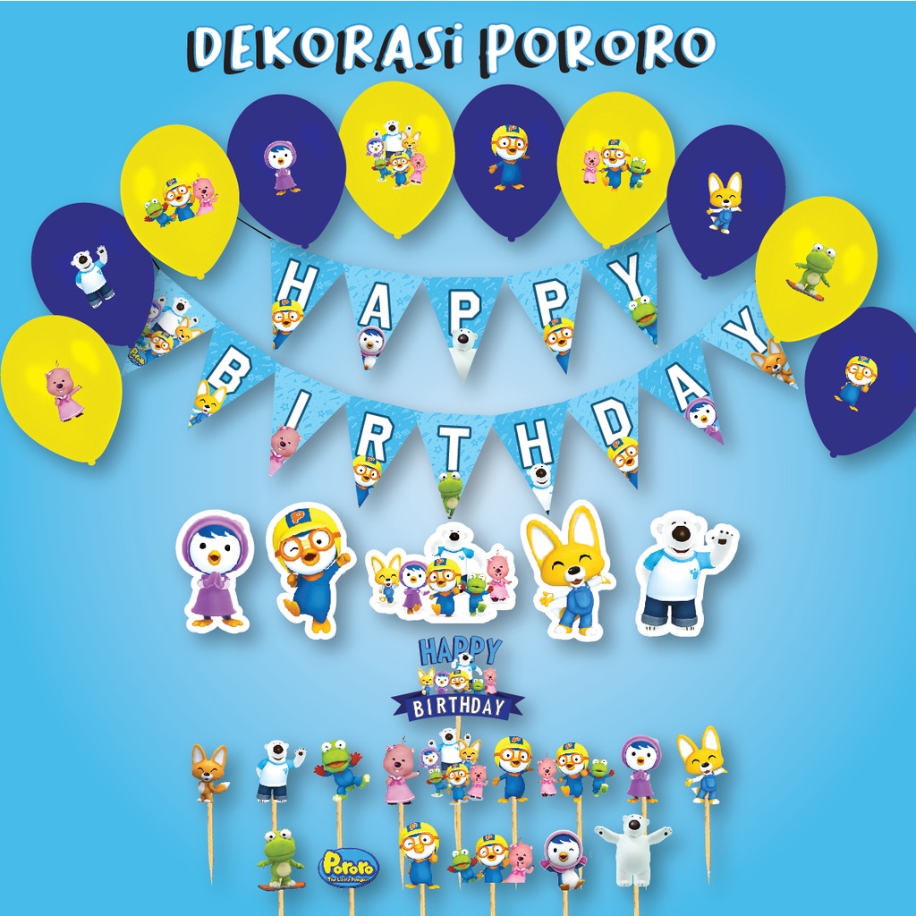 Pororo Decoration Package HAPPY BIRTHDAY BIRTHDAY BANNER Decoration ...