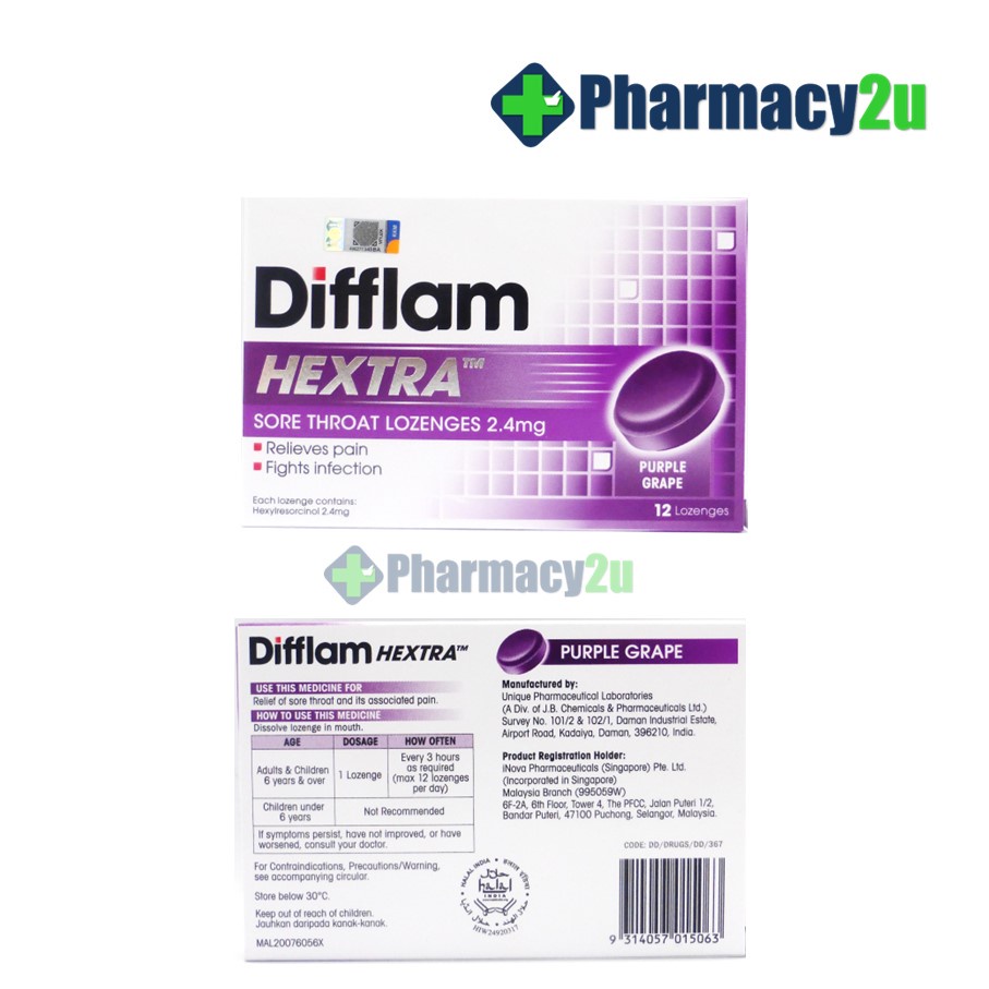 DIFFLAM AB SORE THROAT LOZENGES (BLACKCURRANT /LEMON ) (6S SACHETS/ 12S ...