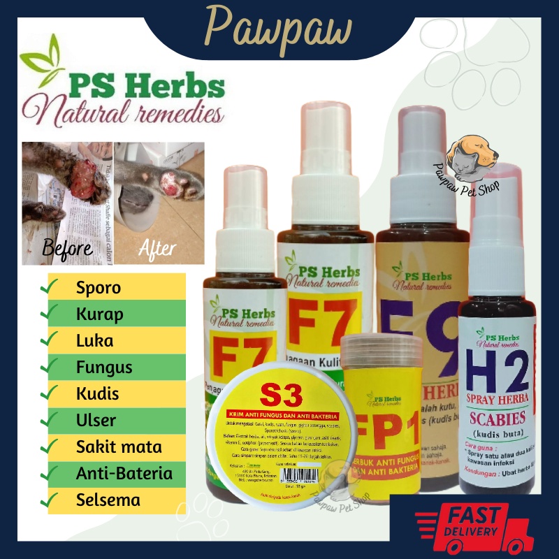 Pawpa PS Herbs Herb Spray F7 F9 H2 Cream Krim S3 FP1 Cat Ubat Kurap ...