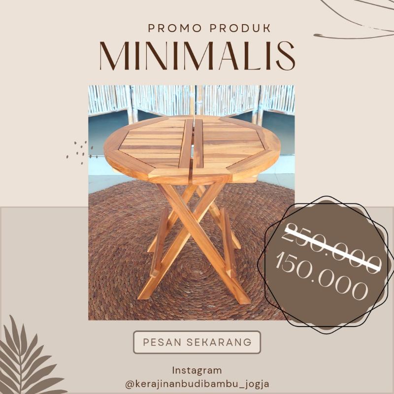 KAYU Genuine TEAK WOOD FOLDING TABLE UNIQUE ELEGANT STURDY | Shopee ...