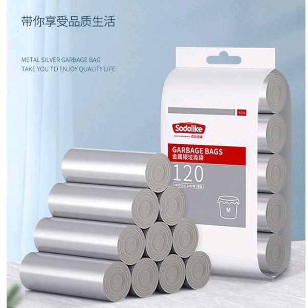 [120pc] Flat Mouth Trash Rubbish Bag Kitchen Disposable Garbage Bags ...