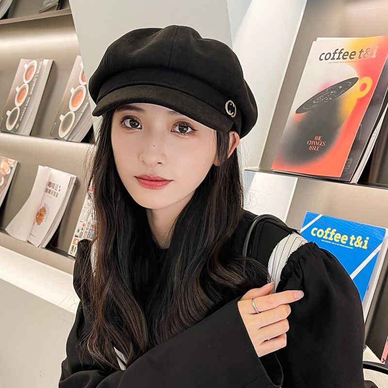 Hat [Ready Stock] Octagonal Beret Female Autumn Winter Versatile Cap ...