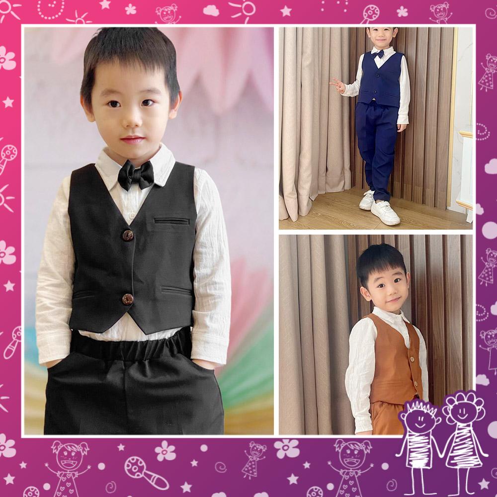 Set Of 4 Vest Details Including Gile White Shirt Pants And Bow For ...