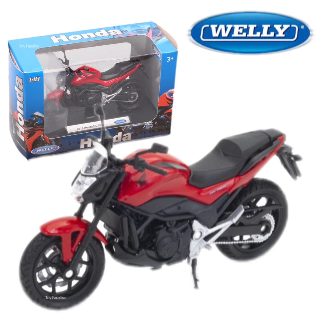 Original Welly 2018 Honda NC750S Motorcycle Scale 1:18 Die-Cast Metal ...