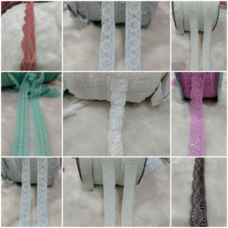 Stretch lace rubber lace width 2.5cm price per meter (100cm) | Shopee ...