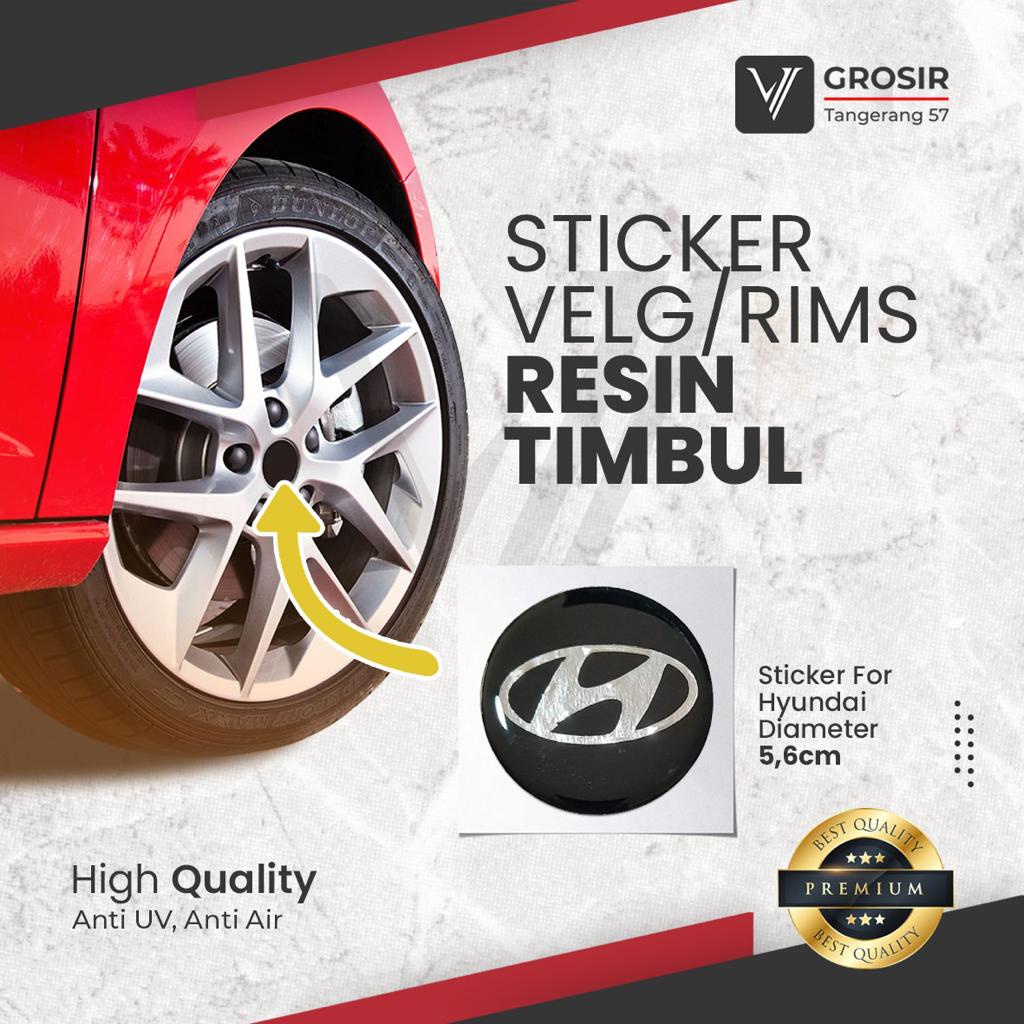 Hyundai WHEEL DOP STICKER RESIN CAR VELG STICKER embossed RIMS STICKER ...