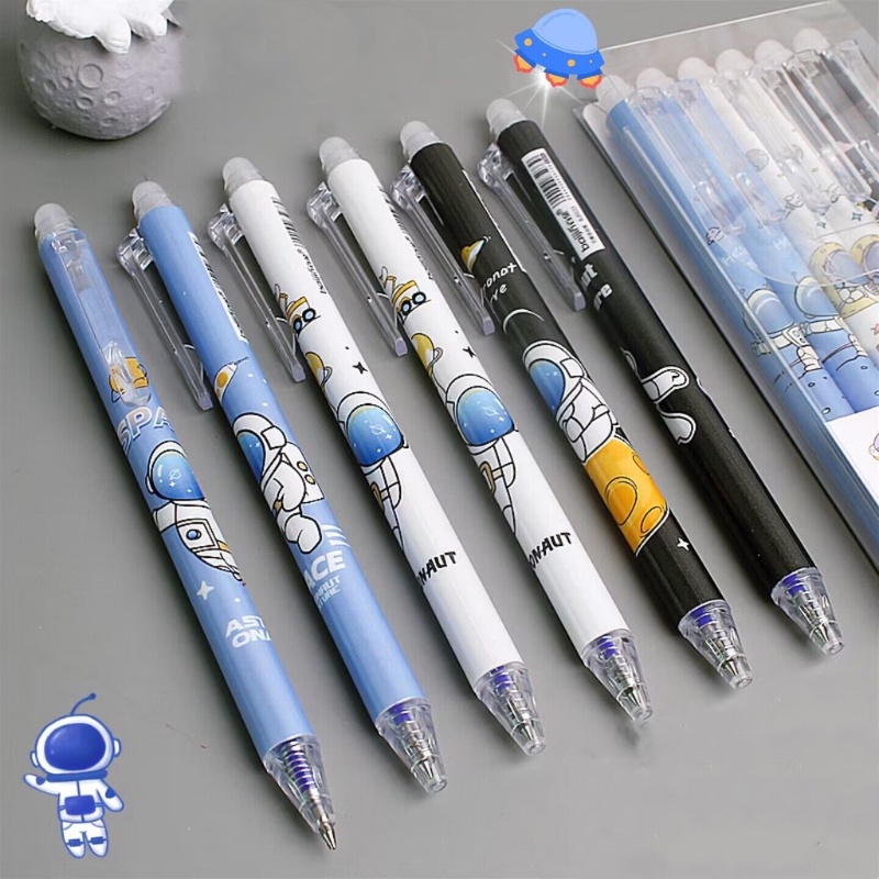 Straw Astronaut Erasable Neutral Pen 0.5mm Black/Blue Ink Student ...