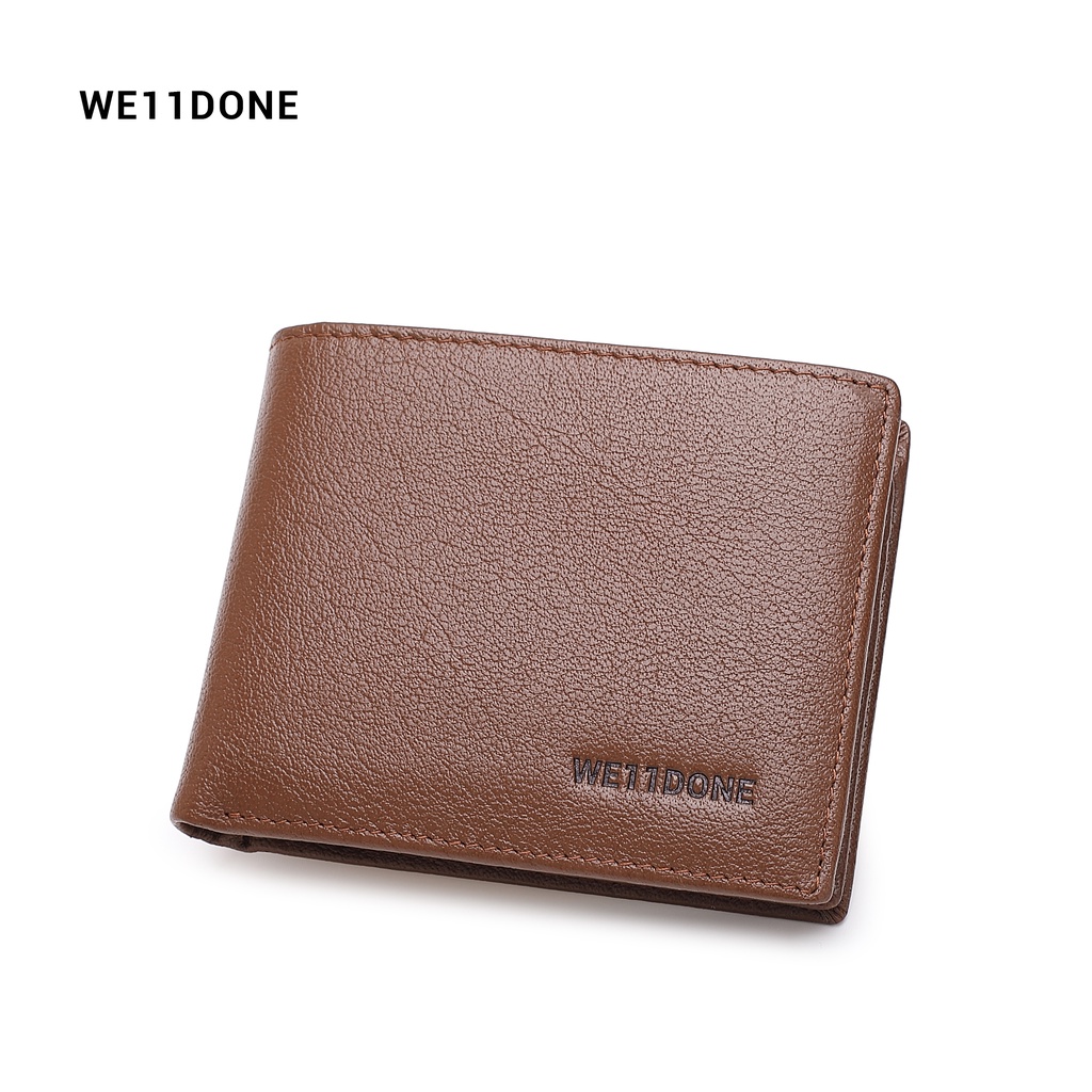 WE11DONE Genuine Leather RFID Bi-Fold Wallet With Extra Card Slot ...