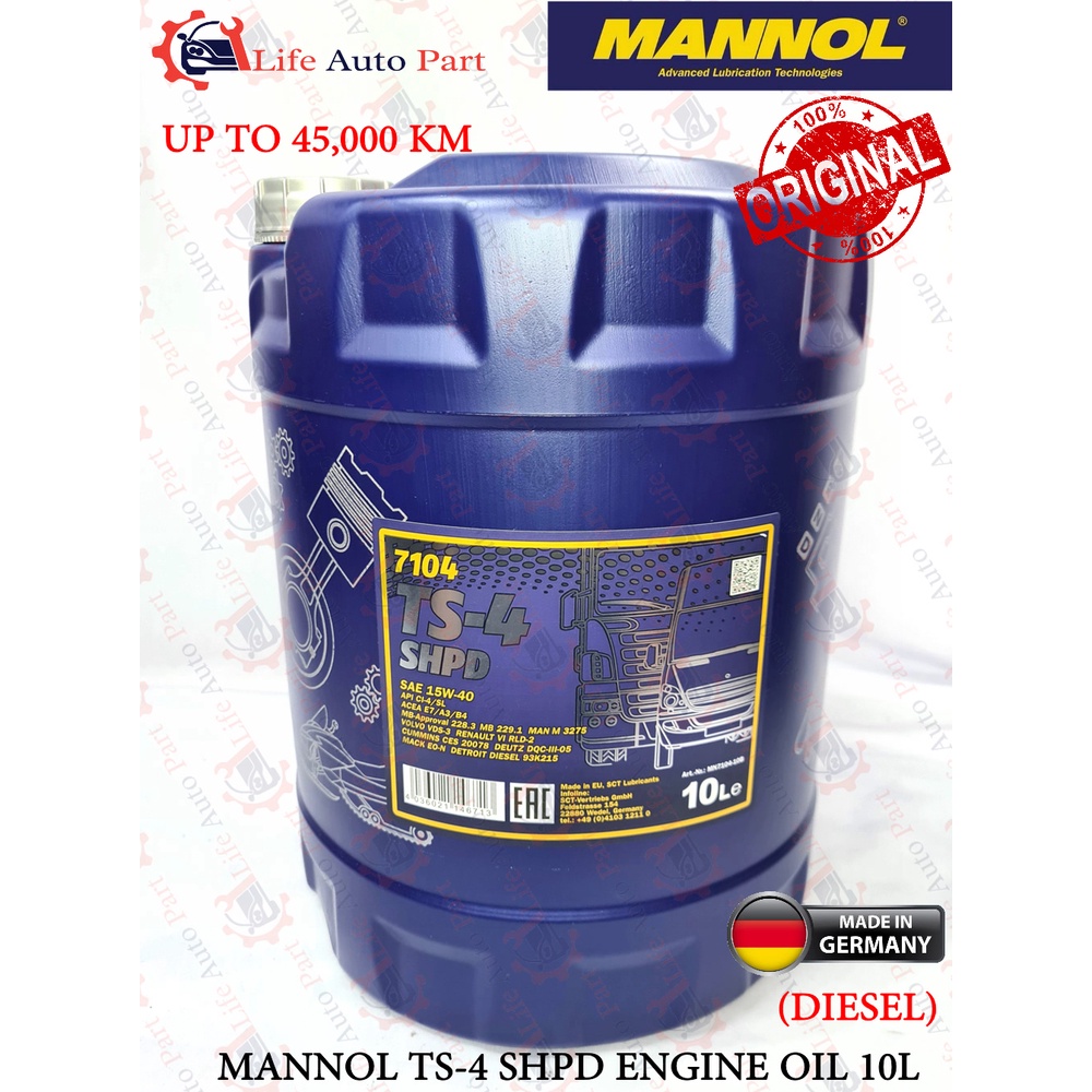 MANNOL DIESEL ENGINE OIL 10L TS-4 SHPD/ TS-7 UHPD BLUE (a) | Shopee Malaysia