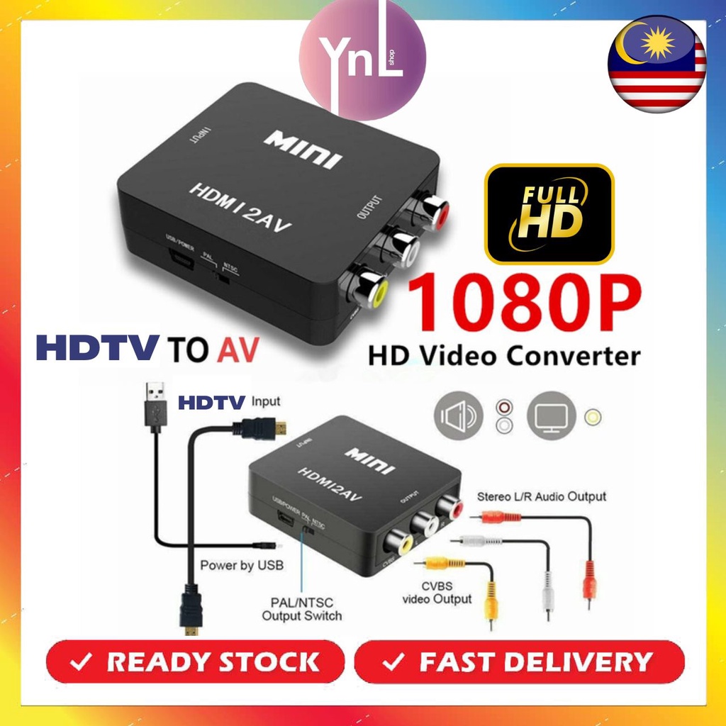HDMI to AV RCA /RCA AV TO HDMI Converter Box Adapter HDMI to AV HDMI ...