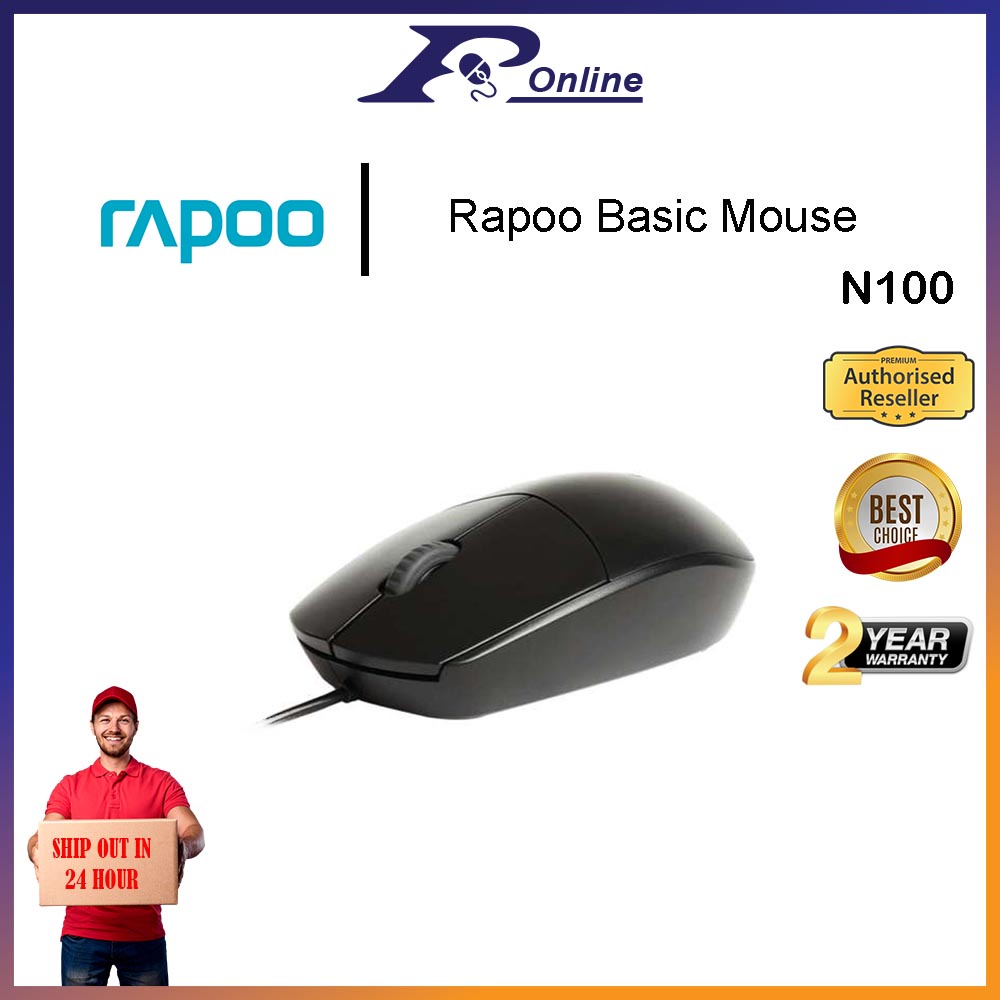 Rapoo N100 1600 DPI high quality wired optical mouse with anti-slip ...