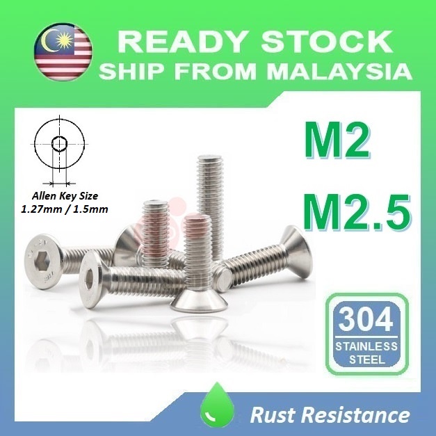 [Screw] M2 M2.5 Screw Stainless Steel Socket CSK Flat Head Screw 304 ...