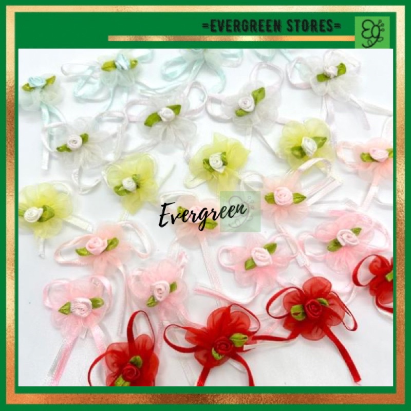 Mini Flower Corsage with Safety Pin / Bunga Rosek Comel/ Bunga Dada ...