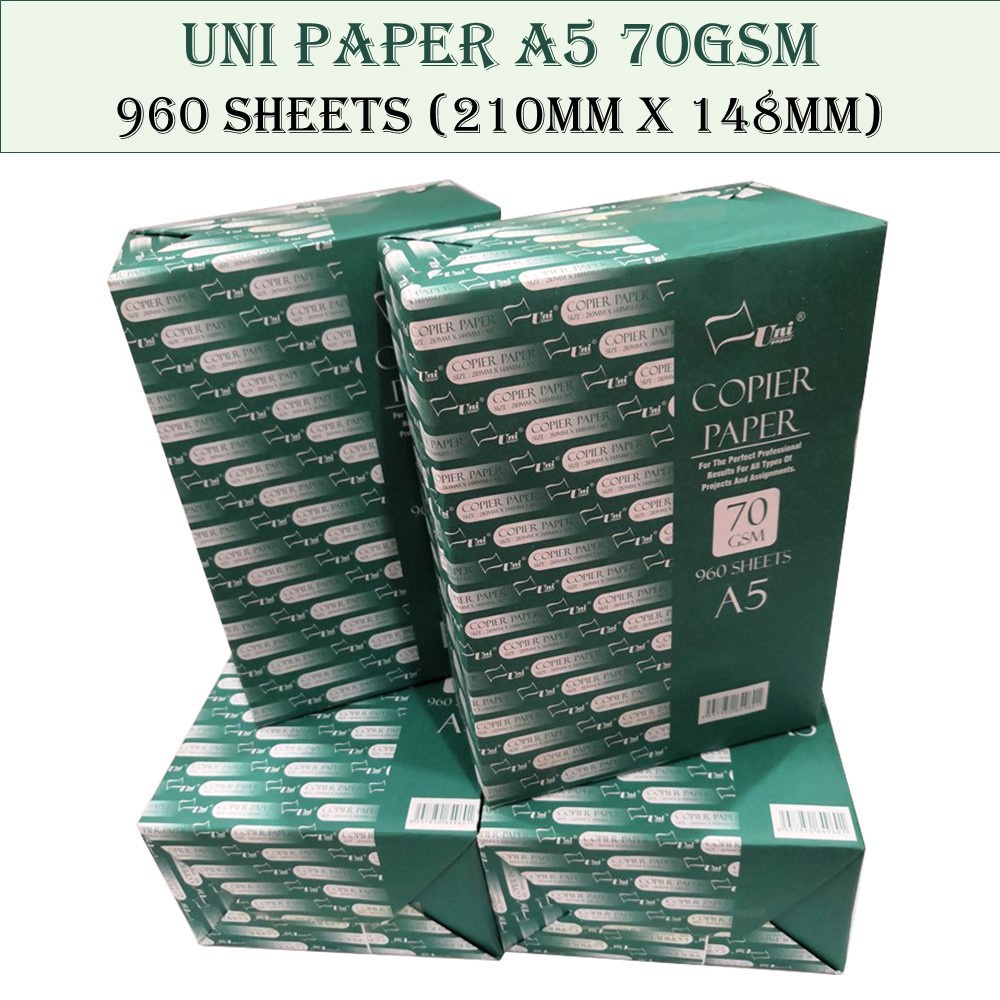 Uni Paper A5 Copier Paper 70gsm ( 960sheets / pack ) | Shopee Malaysia
