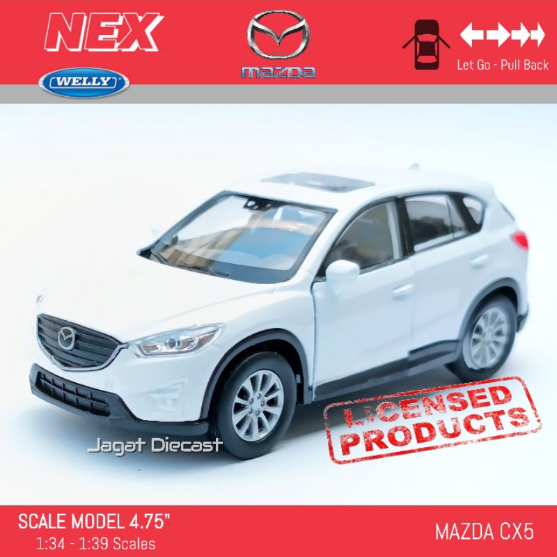 Welly Mazda CX5 Toy Mobilan Pull Back Door Openable Rubber Tires ...